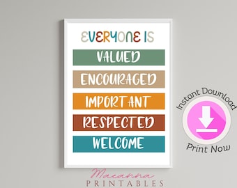 Everyone is Welcome Classroom Poster - Etsy UK
