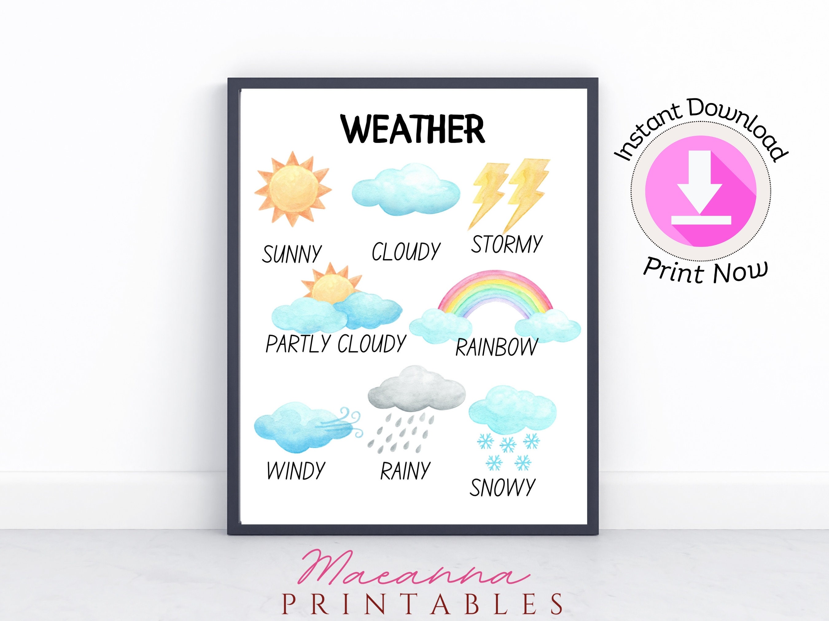 Weather Chart Printable Homeschool and Montessori Materials - Etsy