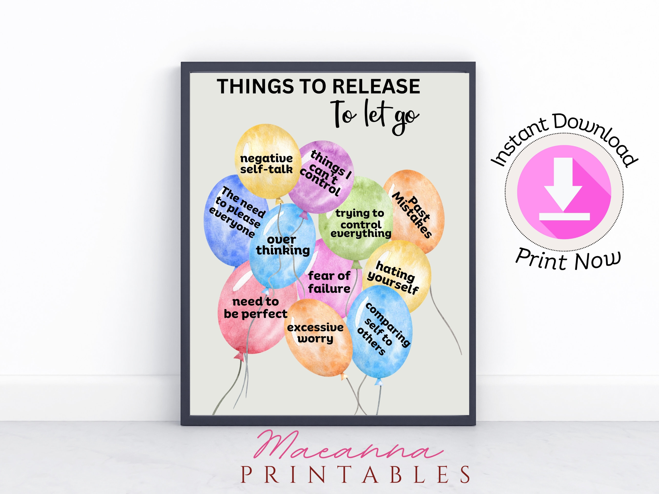 Printable Things to Release Poster: Wall Anxiety Quotes Printable ...