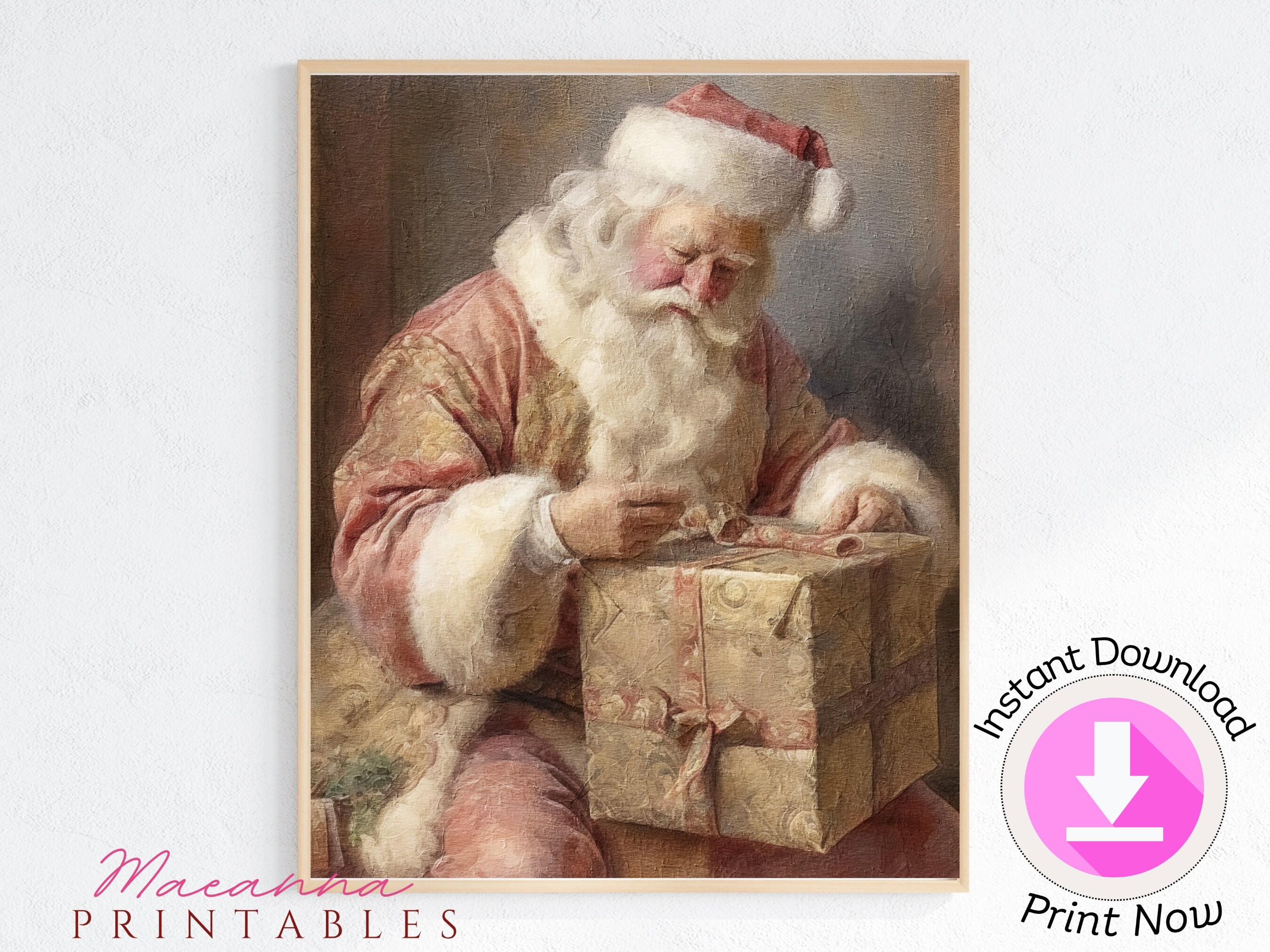 Santa Wall Art Printable Set of 6- Festive Christmas Decor Prints ...