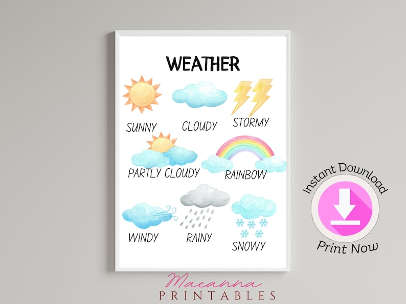 Weather Chart Printable Homeschool and Montessori Materials - Etsy