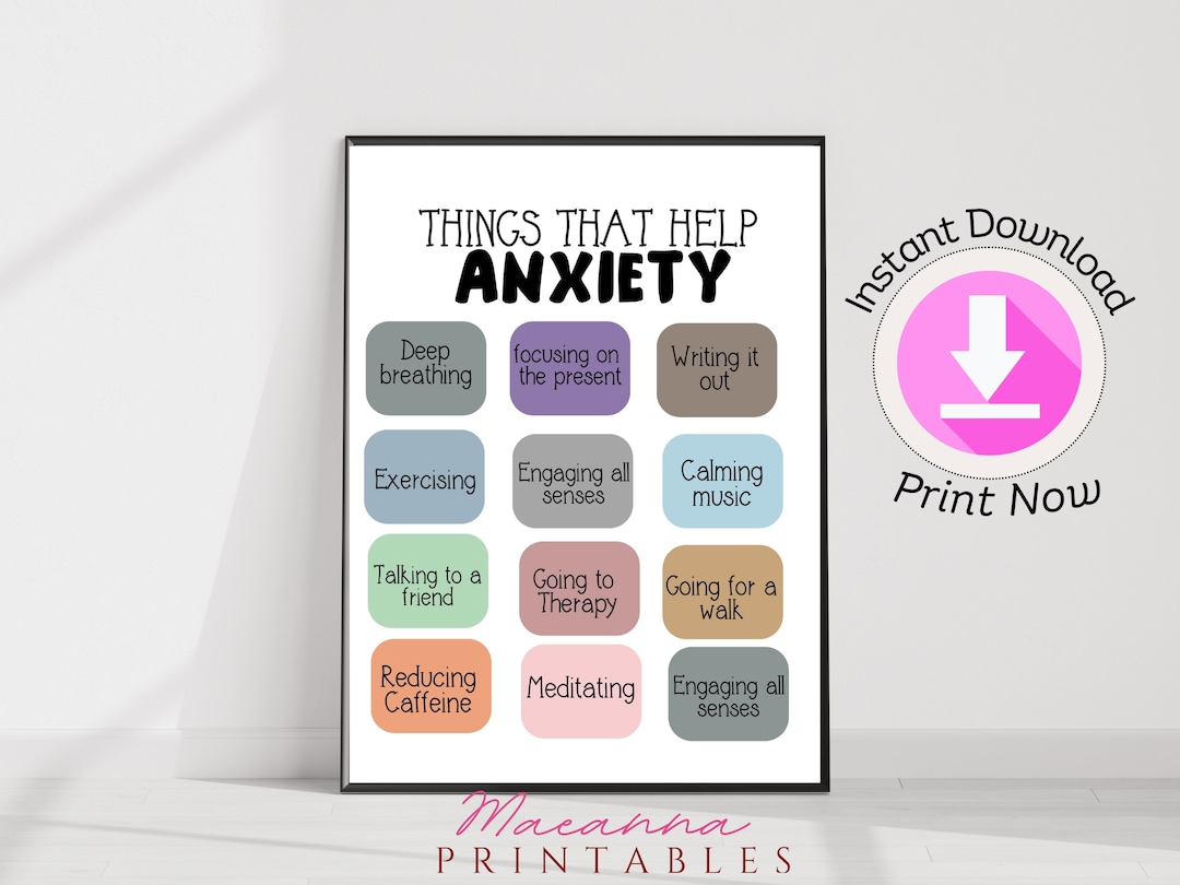 Printable Coping With Anxiety Posters: Calming Art for Mental Wellness ...