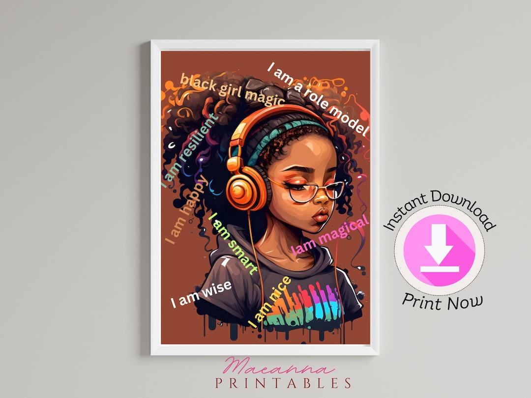 Empowering Black Girl Magic Affirmations Set of 7, Wall Art Prints for ...
