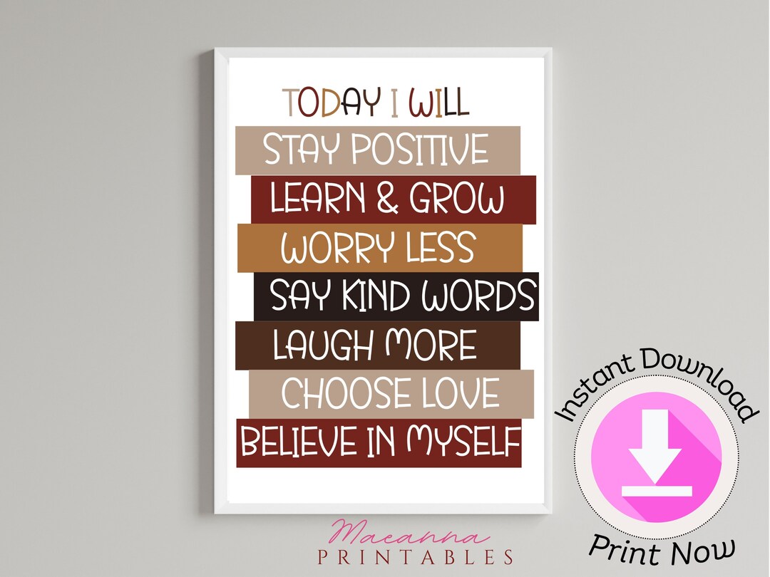 Positive Affirmation Printable Wall Art for Kids - Nursery Decor ...