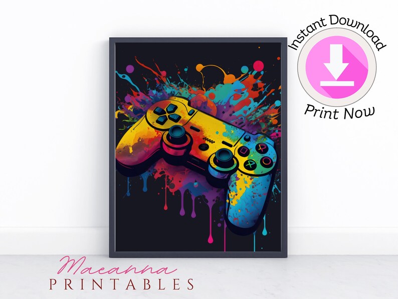 Gaming Printable Wall Art Set of 5 for Boys' Room/gameroom/digital ...
