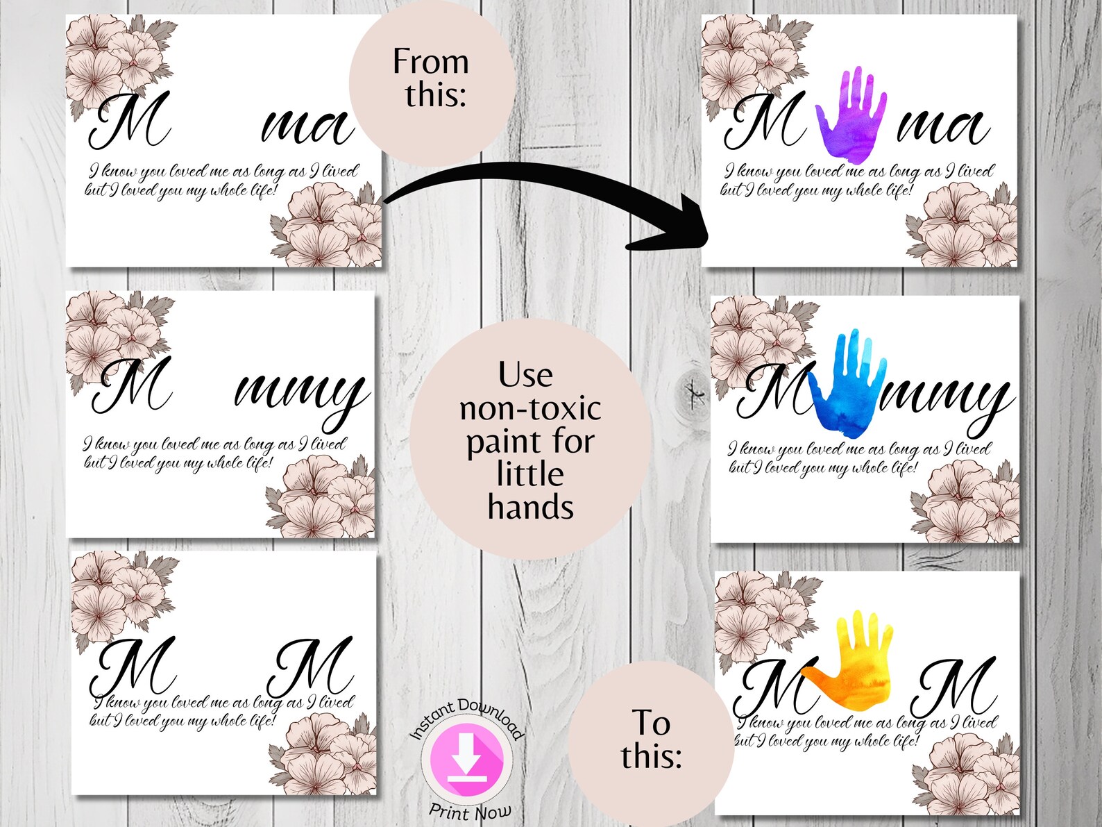 Handprint Keepsake Gifts for Mom and DIY Printable Poem for Mothers Day ...