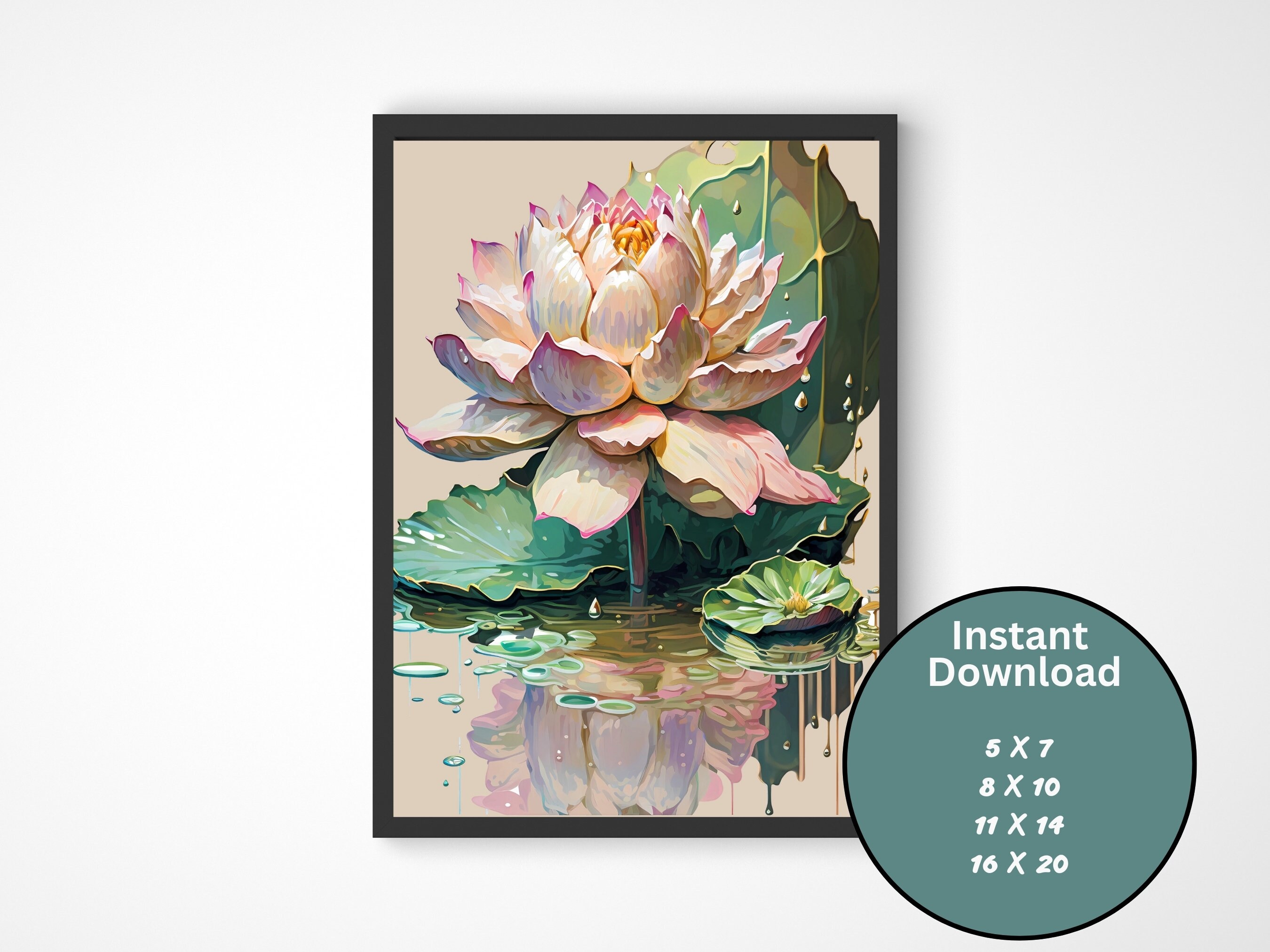 Lotus Flower Wall Art Printable Set of 4-watercolor Botanical Prints - Etsy