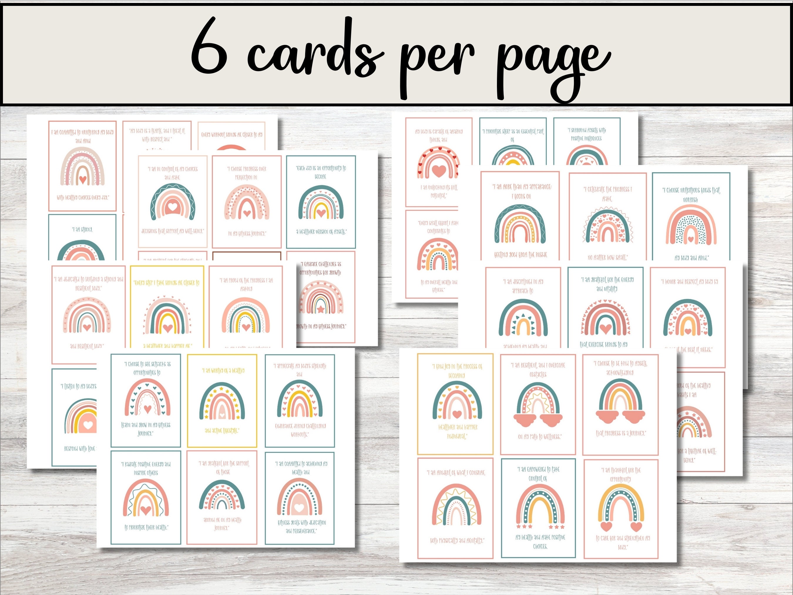 Set of 50 Teen Affirmation Cards Fitness Inspiration Printable Card ...