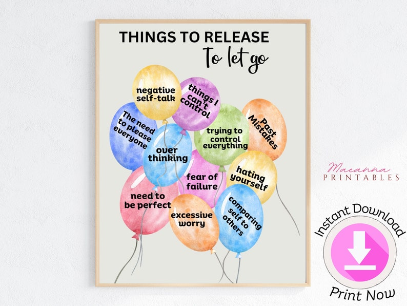 Printable Things to Release Poster: Wall Anxiety Quotes Printable ...
