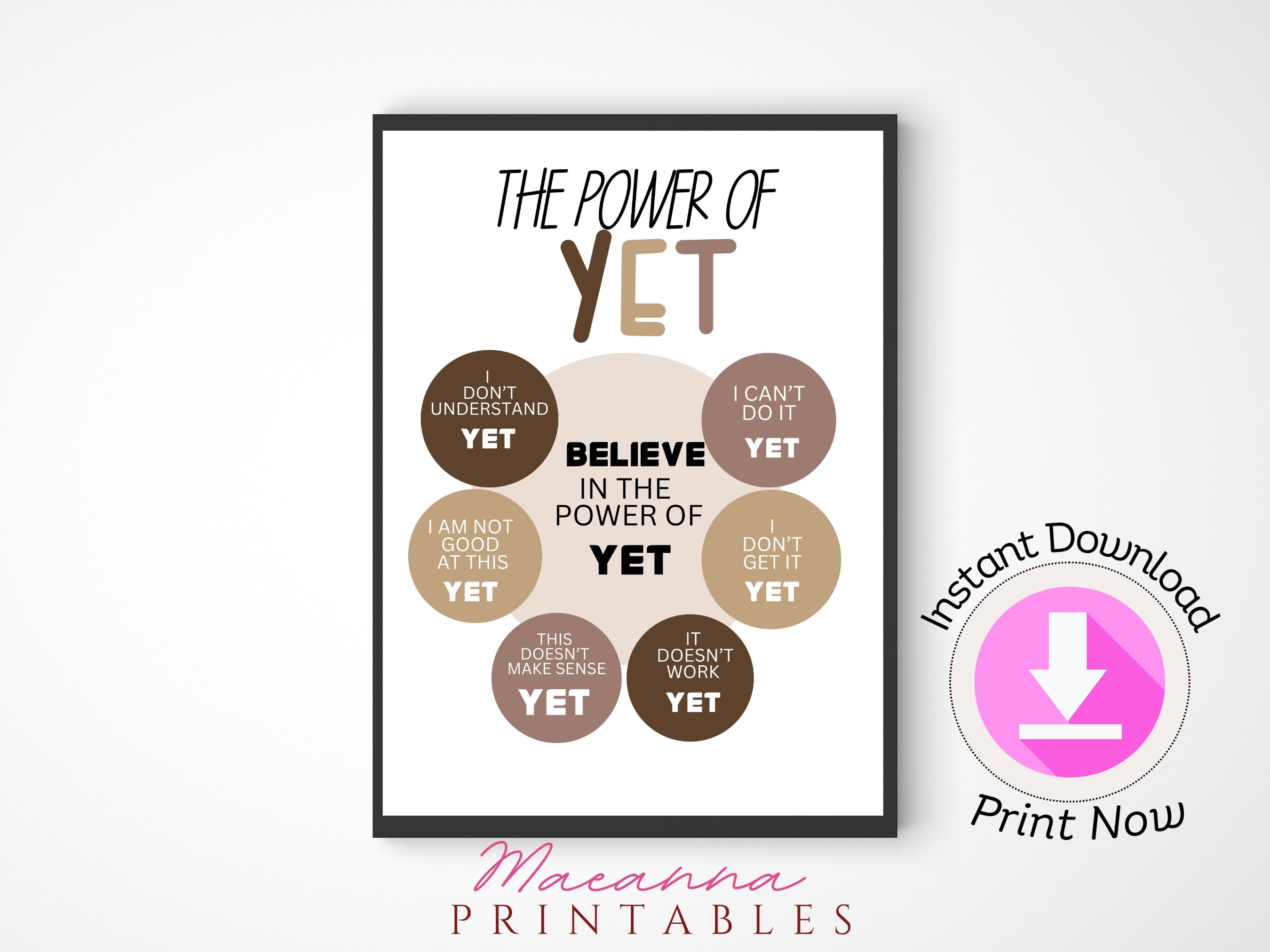 Empower Your Space With Growth Mindset: Power of yet Poster & More ...