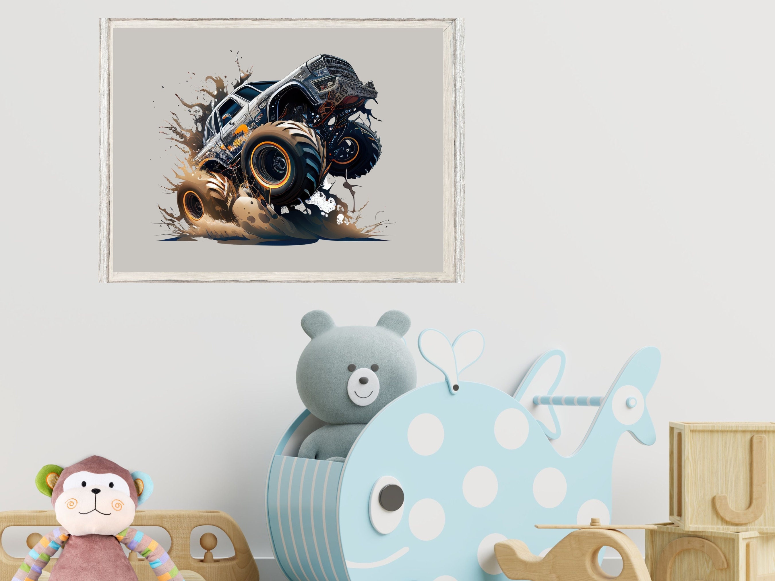 Set of 6 Monster Trucks Wall Art Printables for Boys-instant - Etsy
