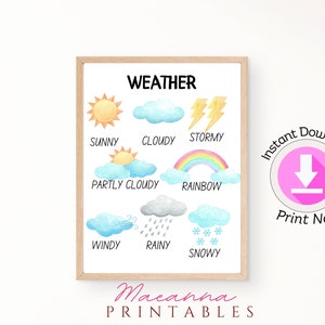 Weather Chart Printable Homeschool and Montessori Materials - Etsy