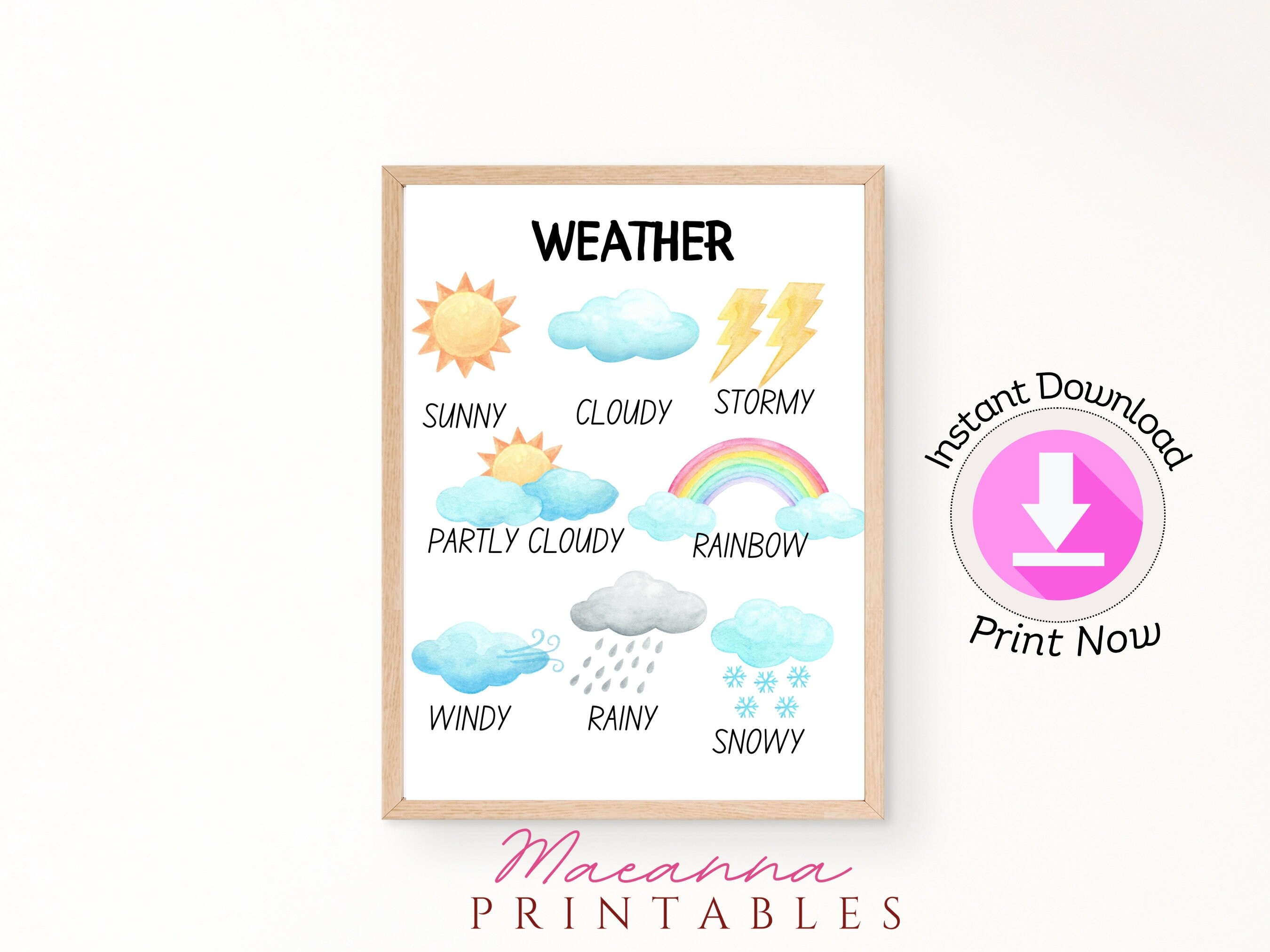 Weather Chart Printable Homeschool and Montessori Materials - Etsy
