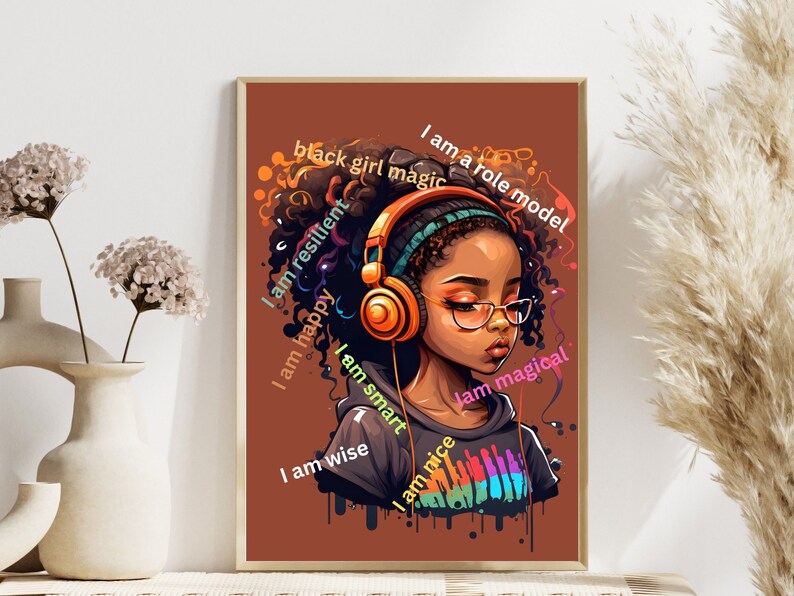 Empowering Black Girl Magic Affirmations Set of 7 Wall Art - Etsy