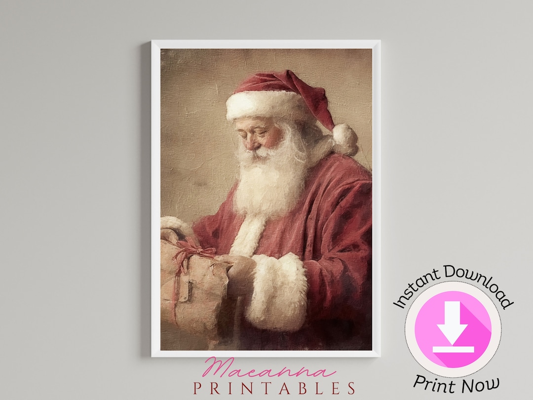 Santa Wall Art Printable Set of 6- Festive Christmas Decor Prints ...