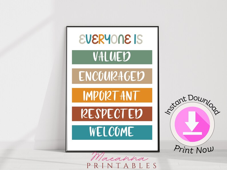 Everyone is Welcome Classroom Decor Poster-instant Download - Etsy