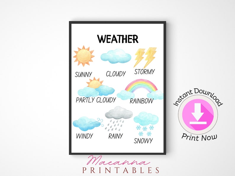 Weather Chart Printable Homeschool and Montessori Materials - Etsy
