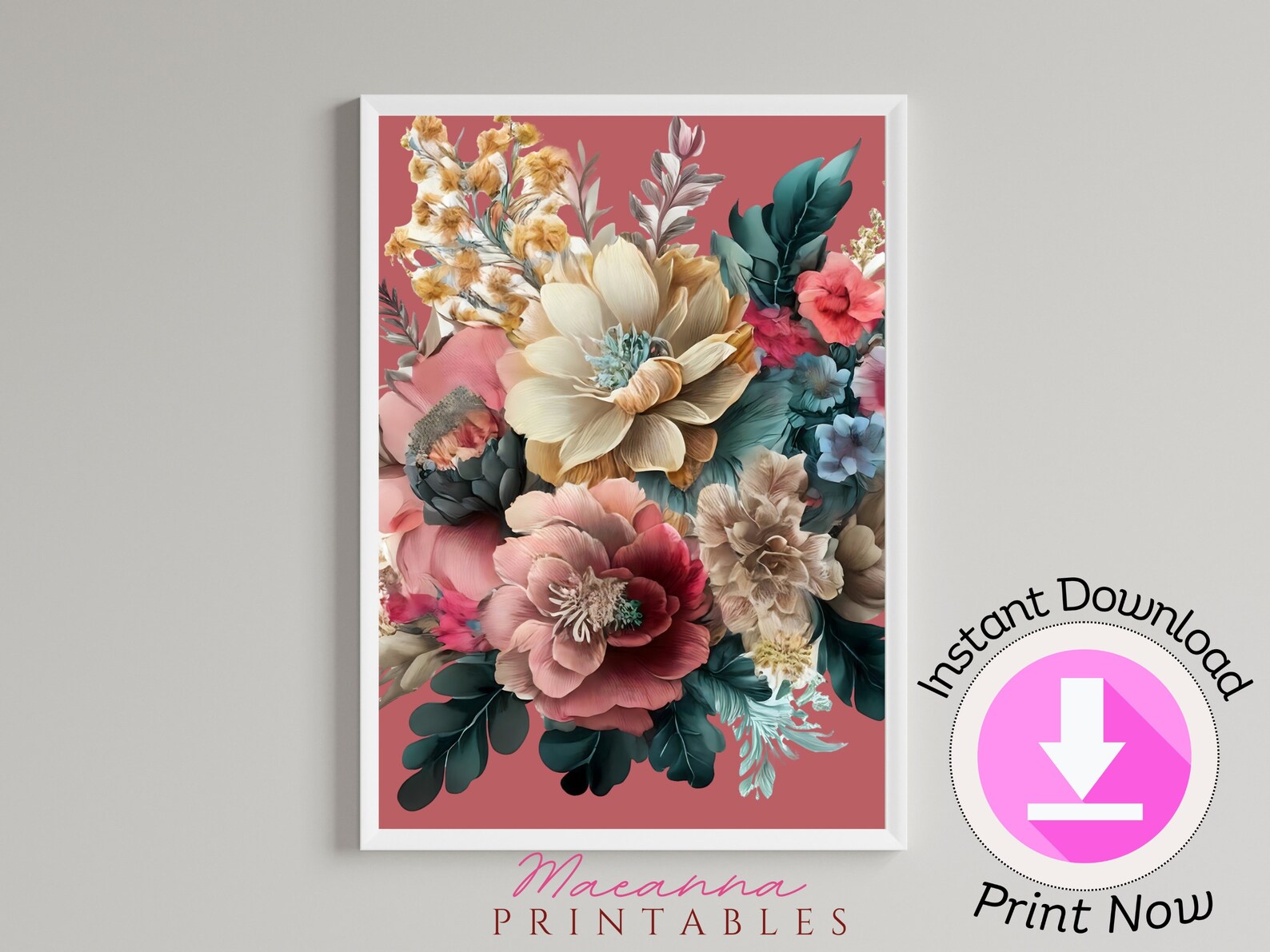 August Flowers Month Watercolor Printables-set of 6 Wall Art Prints - Etsy