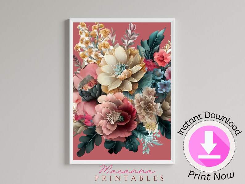 August Flowers Month Watercolor Printables-set of 6 Wall Art Prints - Etsy