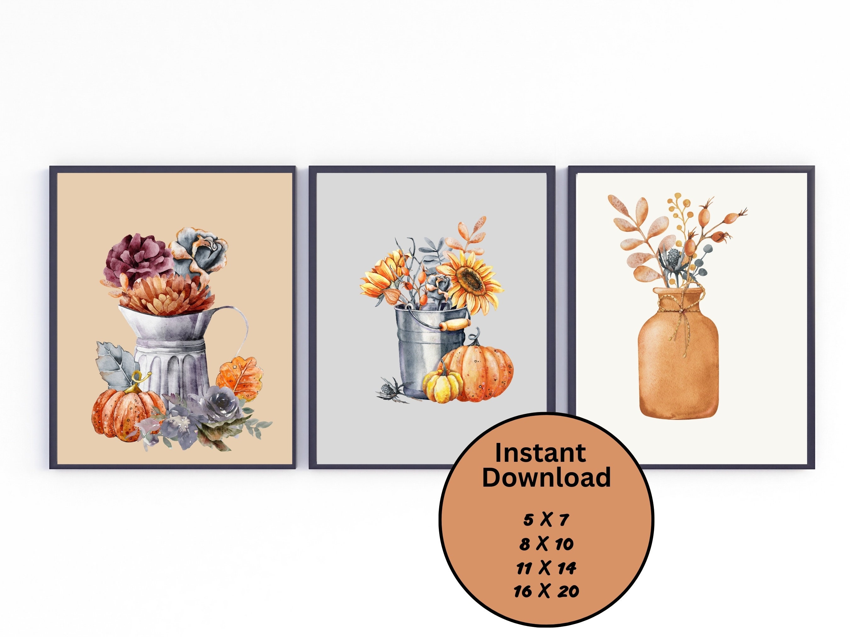 Fall Harvest Printable Wall Art Set of 3 - Etsy