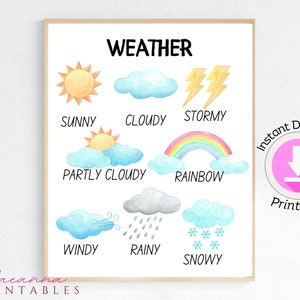 Weather Chart Printable Homeschool and Montessori Materials - Etsy