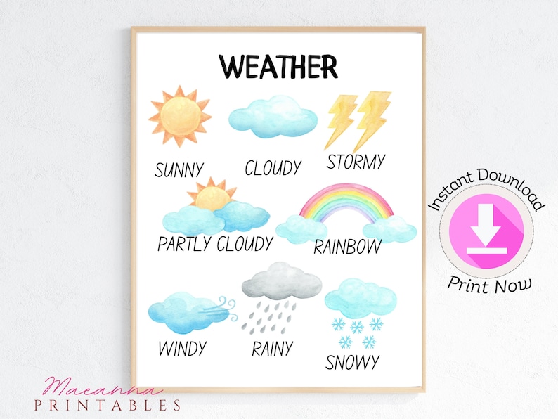 Weather Chart Printable Homeschool and Montessori Materials - Etsy