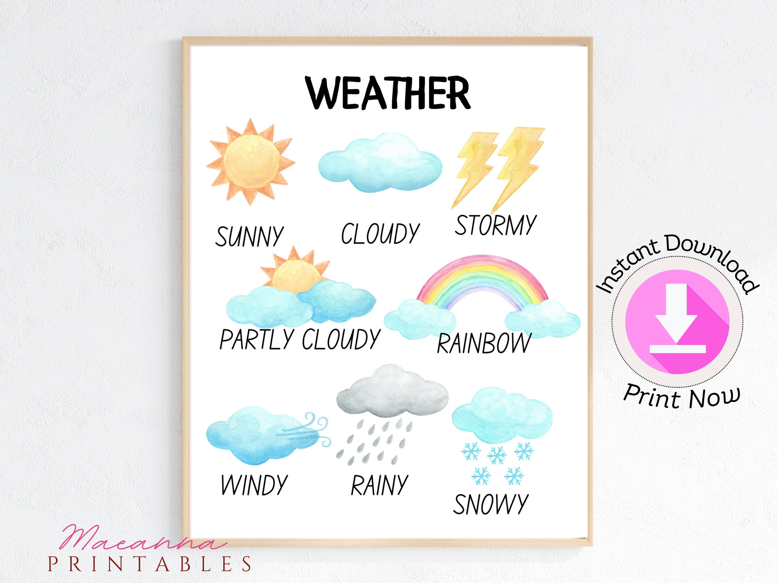 Weather Chart Printable Homeschool and Montessori Materials - Etsy