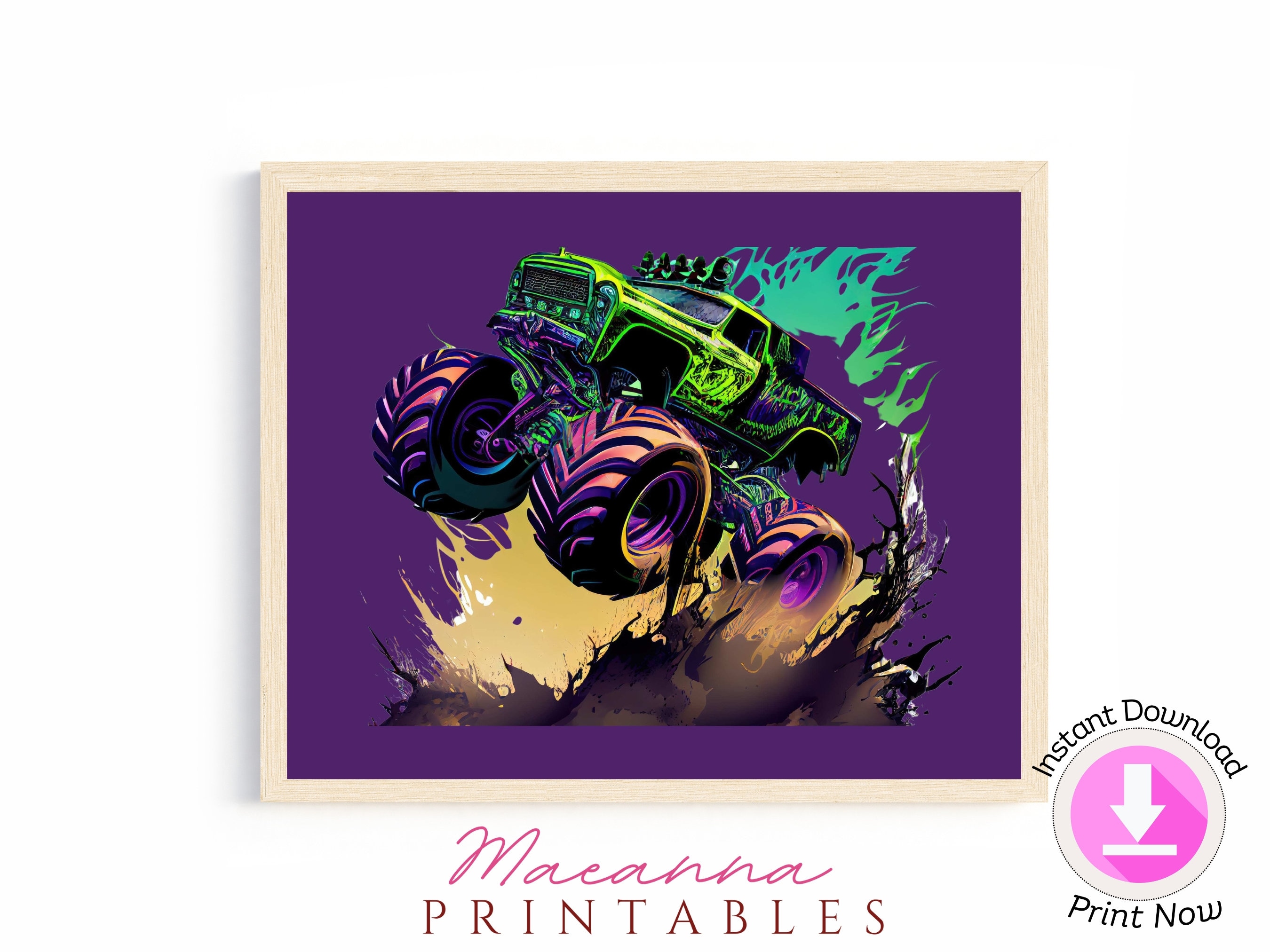 Set of 6 Monster Trucks Wall Art Printables for Boys-instant Download ...