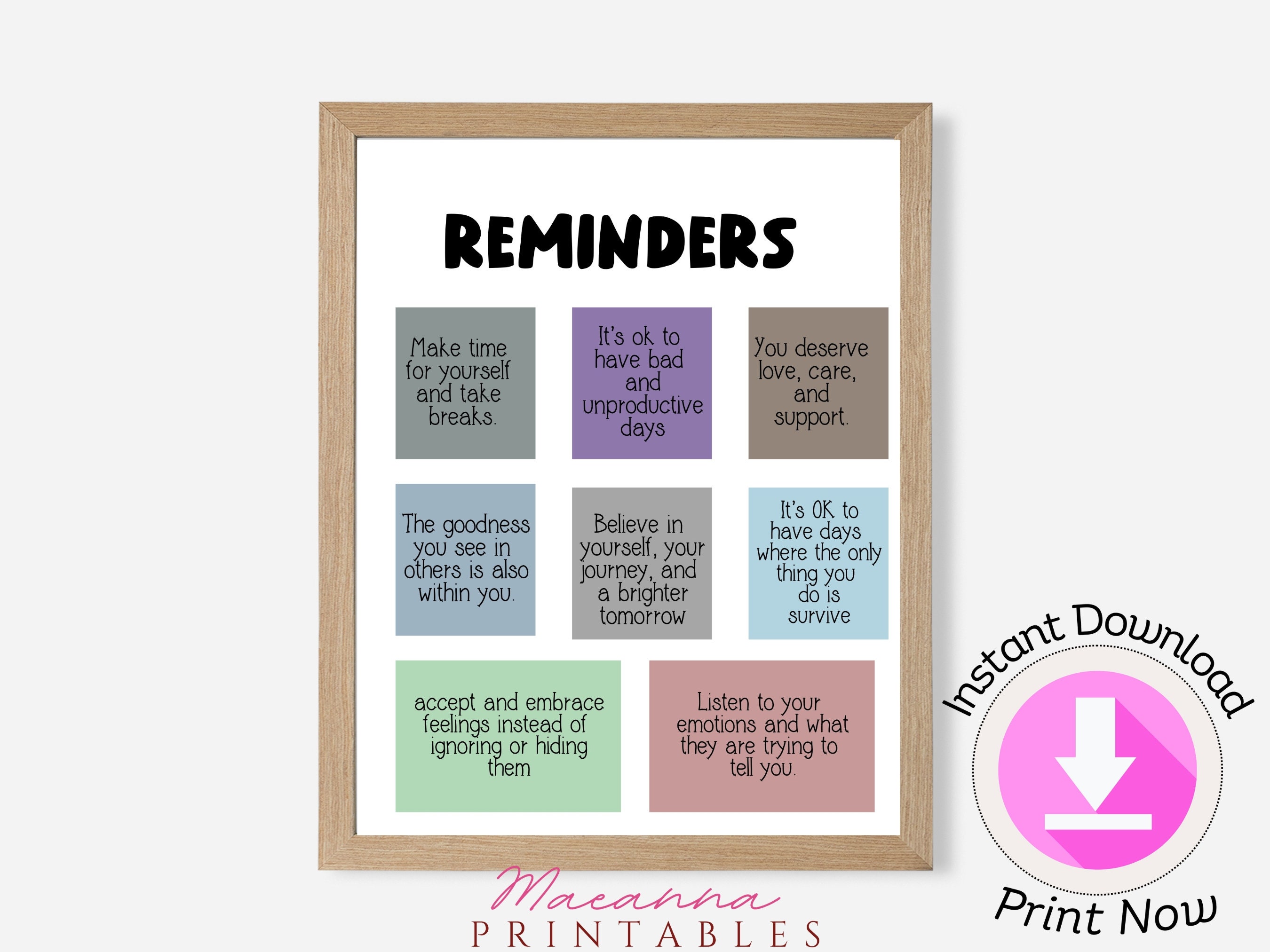 Printable Coping With Anxiety Posters: Calming Art for Mental Wellness ...