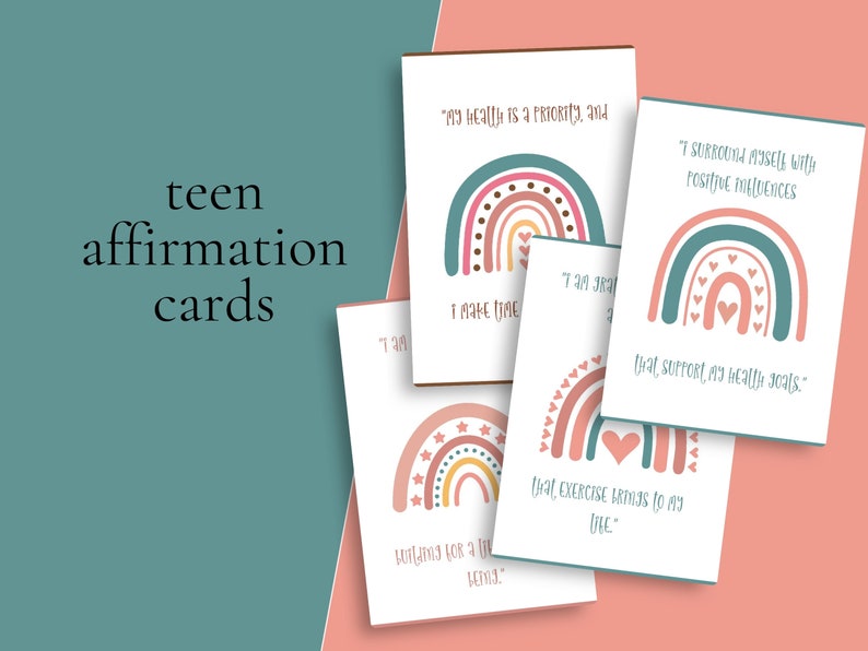 Set of 50 Teen Affirmation Cards Fitness Inspiration Printable Card ...