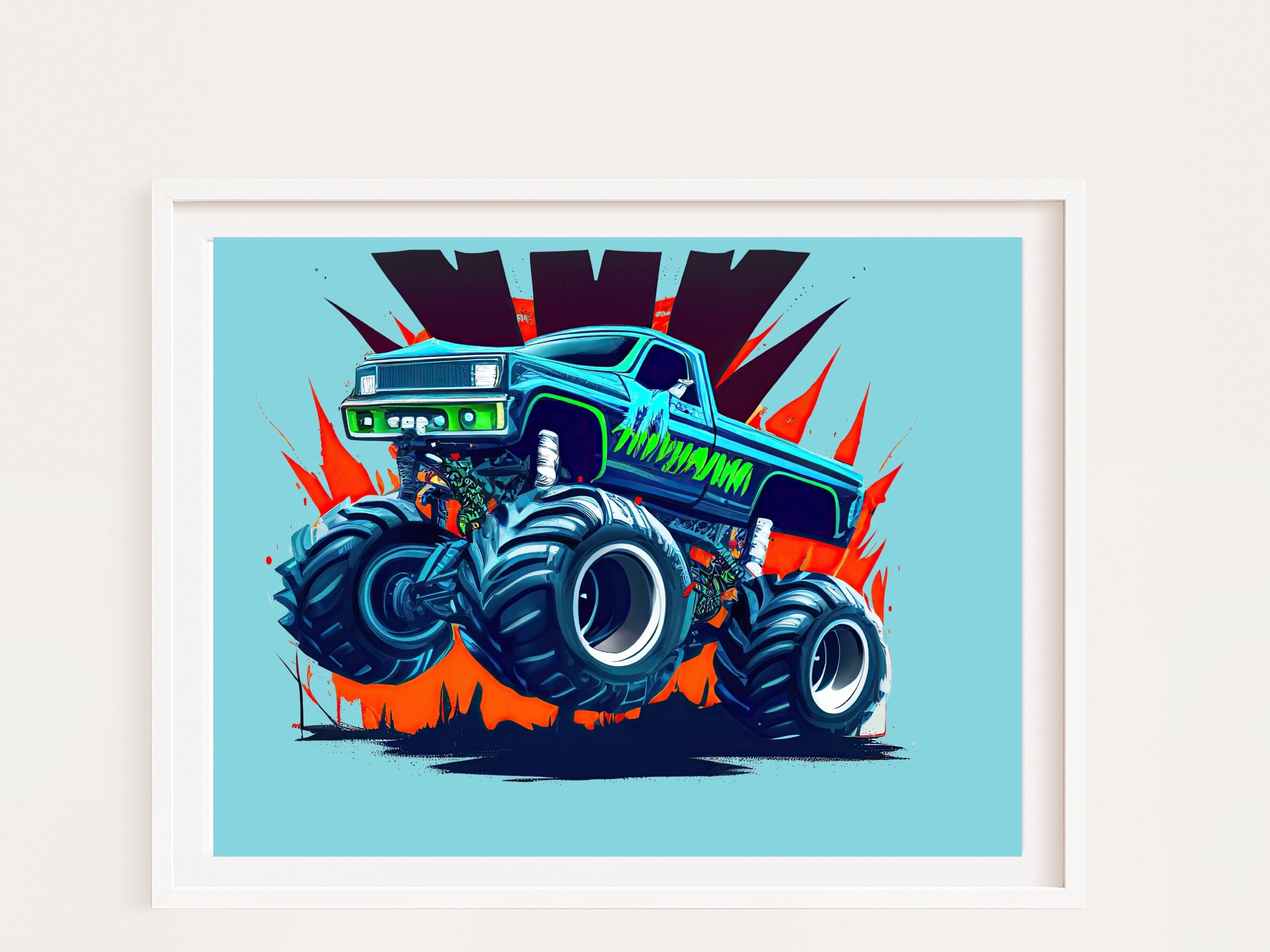 Set of 6 Monster Trucks Wall Art Printables for Boys-instant - Etsy