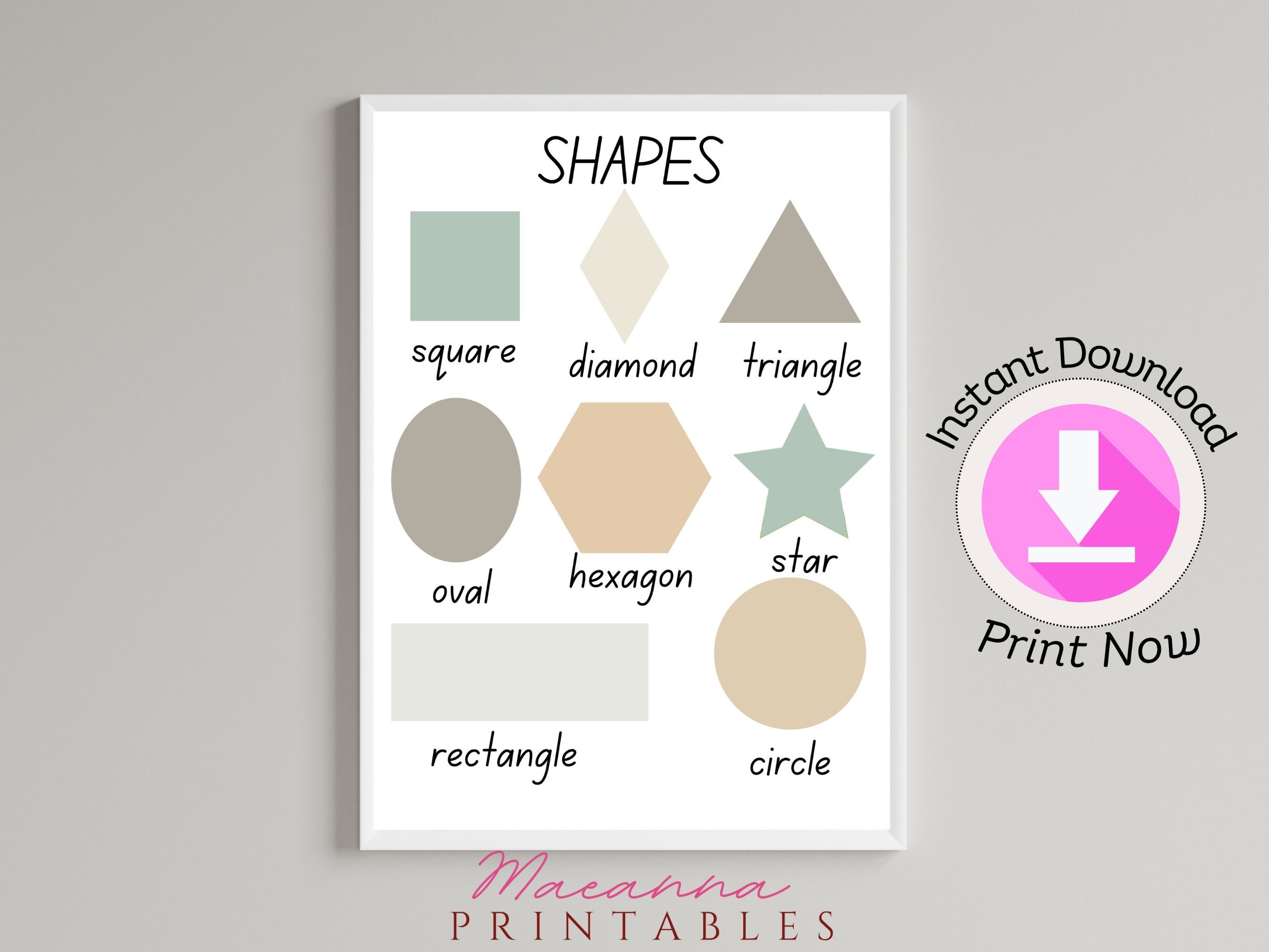 Shapes Poster Educational Wall Art - Etsy