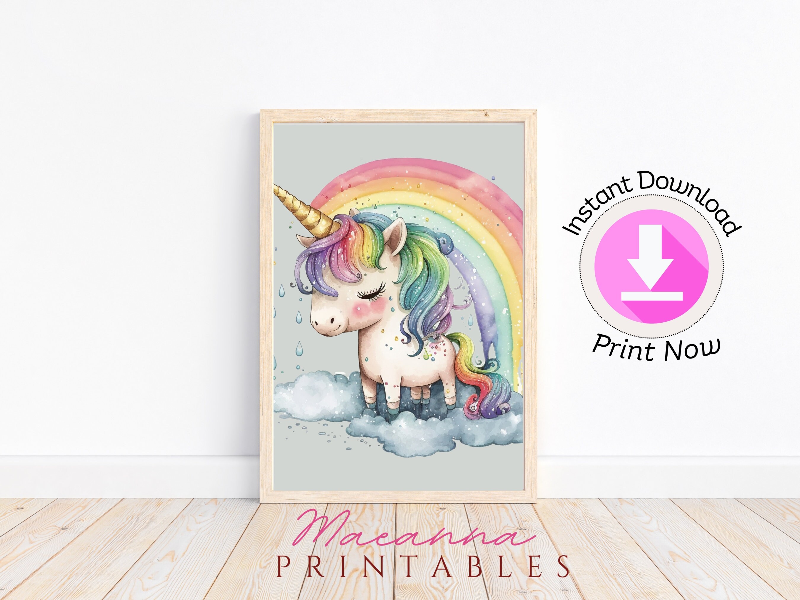 Whimsical Set of 5 Unicorn Nursery Printable Wall Art | Instant ...
