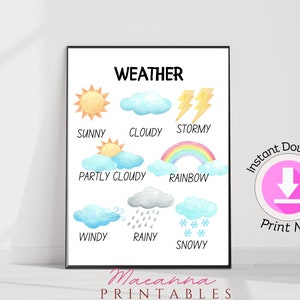 Weather Chart Printable Homeschool and Montessori Materials - Etsy