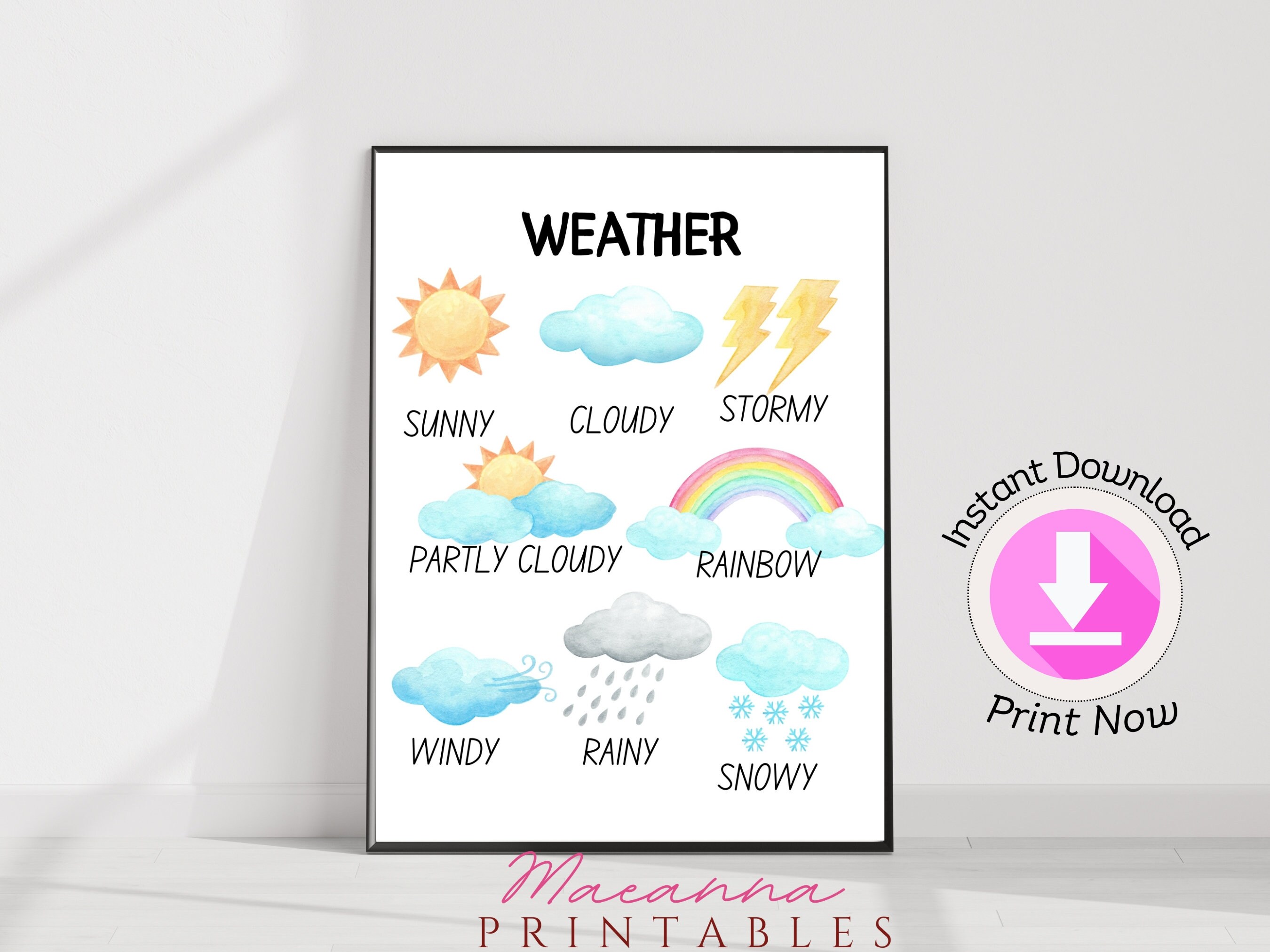Weather Chart Printable Homeschool and Montessori Materials - Etsy