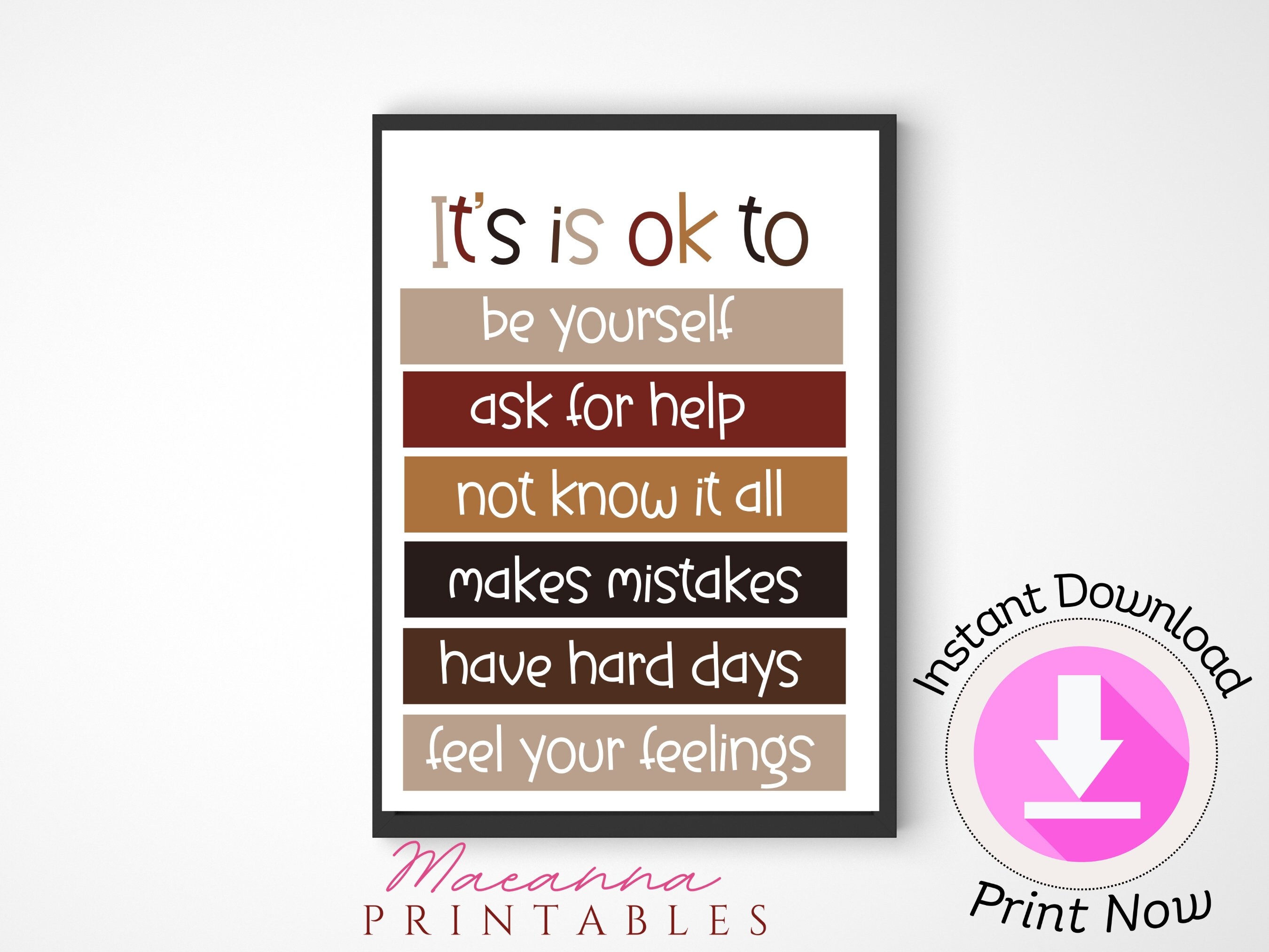 Boho Classroom Decor Poster - Inspirational Quotes, Digital Print for ...