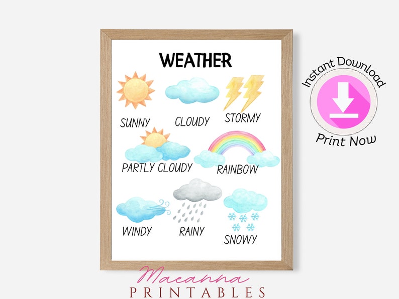Weather Chart Printable Homeschool and Montessori Materials - Etsy
