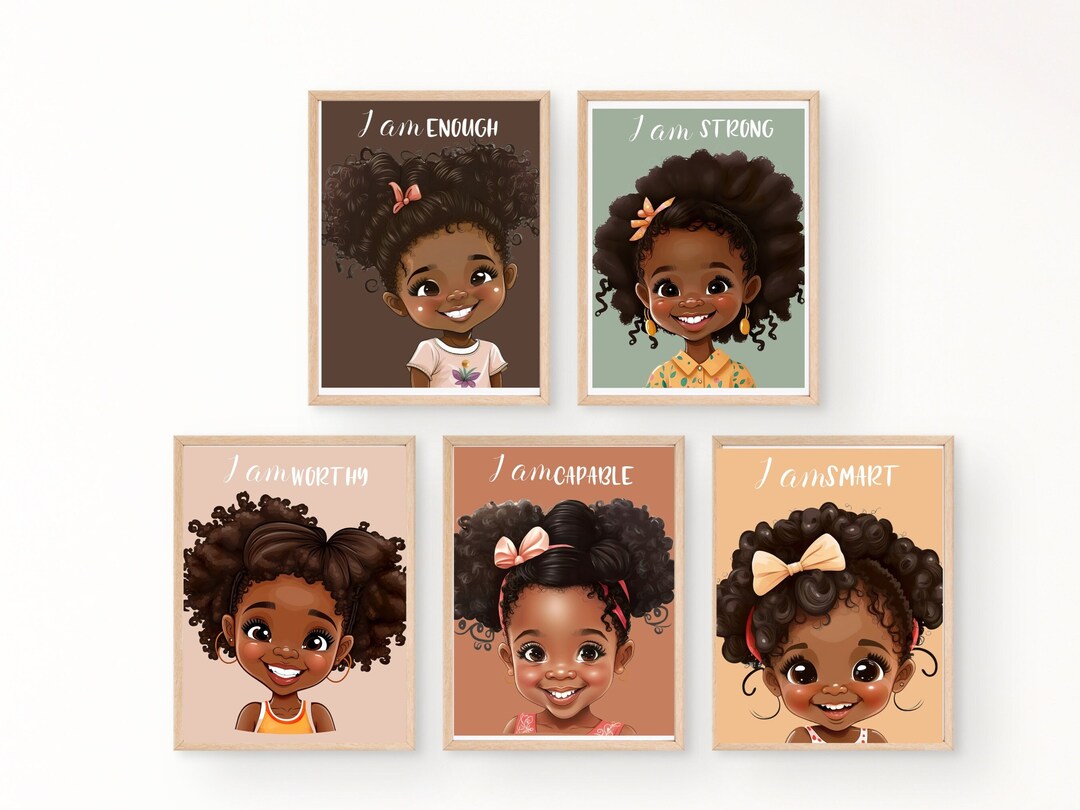 A Set of 5 African American Affirmation Wall Art Prints-i Am - Etsy