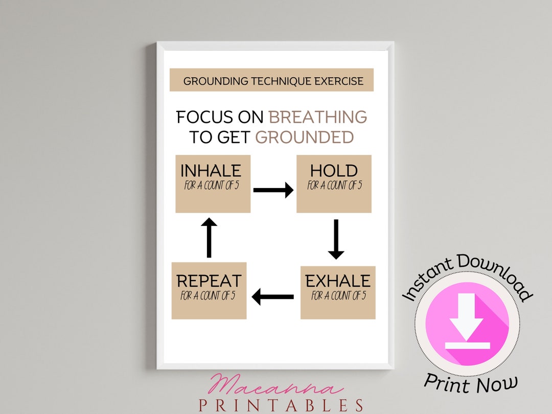 Grounding Technique Breathing Wall Art Printable - Mindfulness Decor ...