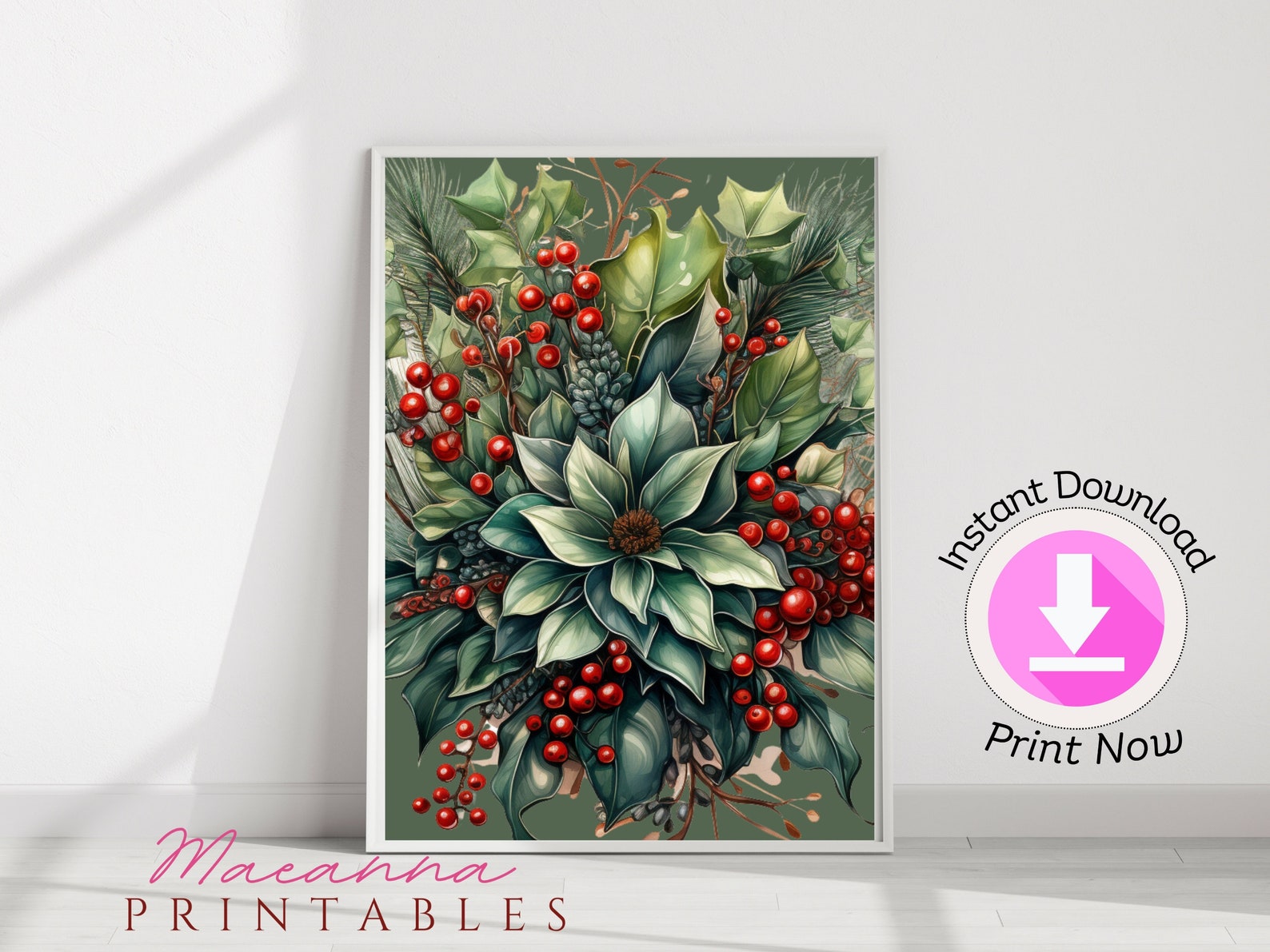 Winter Botanical Prints - Christmas Plant Art Gallery Set of 6 ...