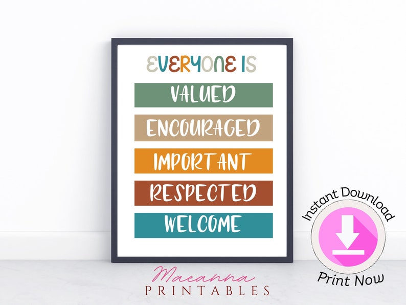 Everyone is Welcome Classroom Decor Poster-instant Download - Etsy