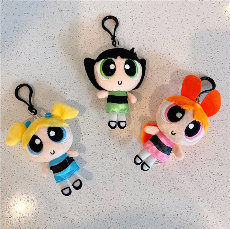 Powerpuff Girls Cartoon Plush Keychain Toy Anime Stuffed - Etsy