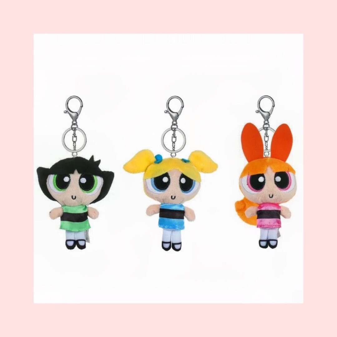 Powerpuff Girls Cartoon Plush Keychain Toy Anime Stuffed Animal Large ...