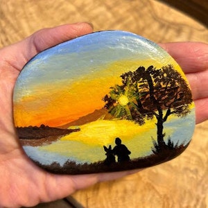 Handmade Nature Painting on Rock Sunset Serenity! - Etsy