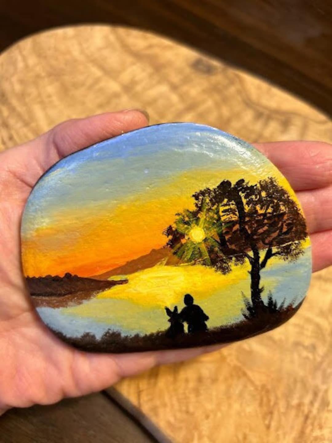 Handmade Nature Painting on Rock Sunset Serenity! - Etsy