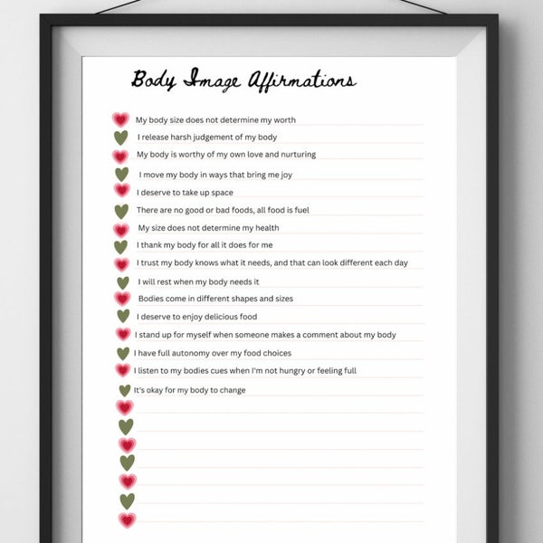 Body Image Affirmations Printable - Etsy