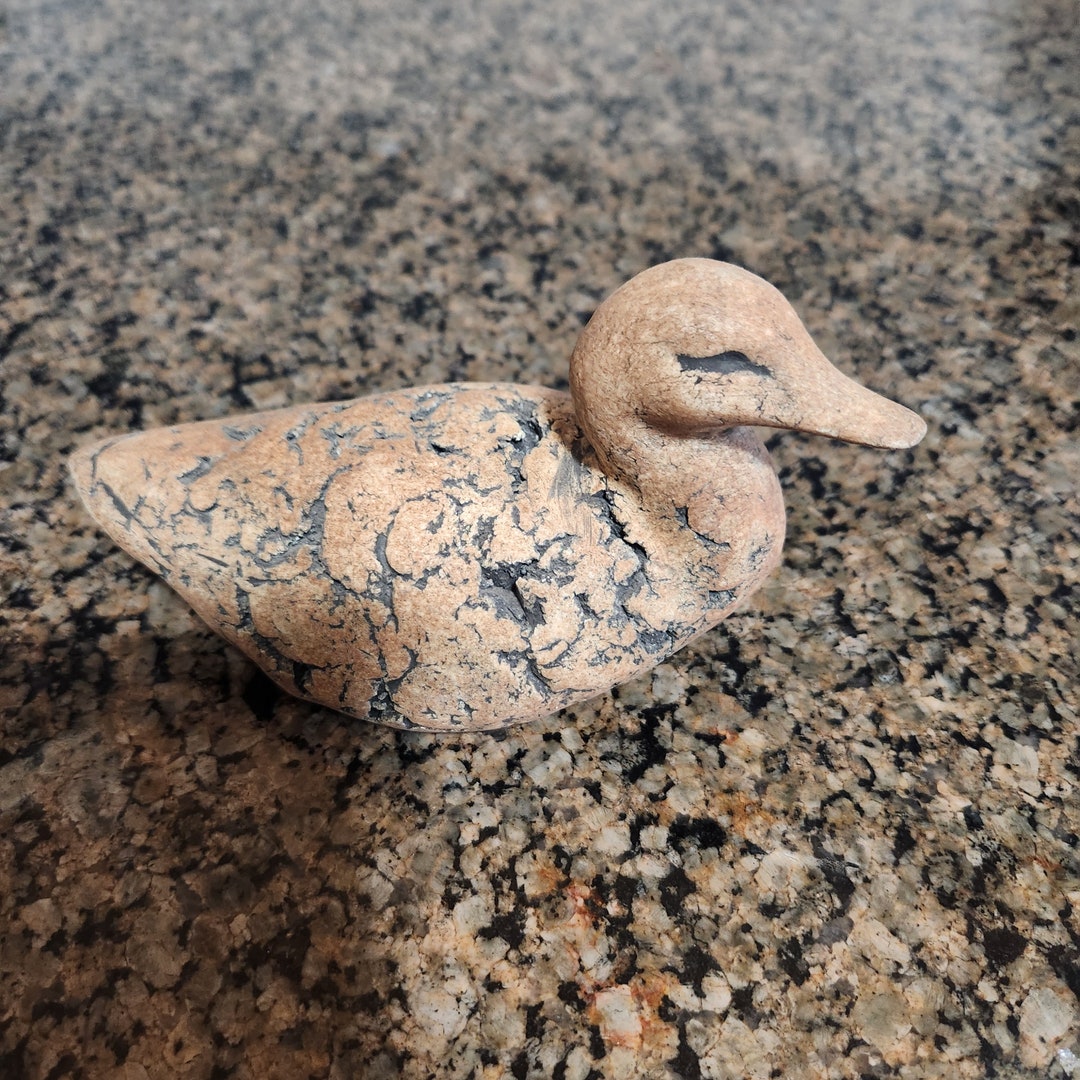 Vintage Carved Stone Duck. - Etsy