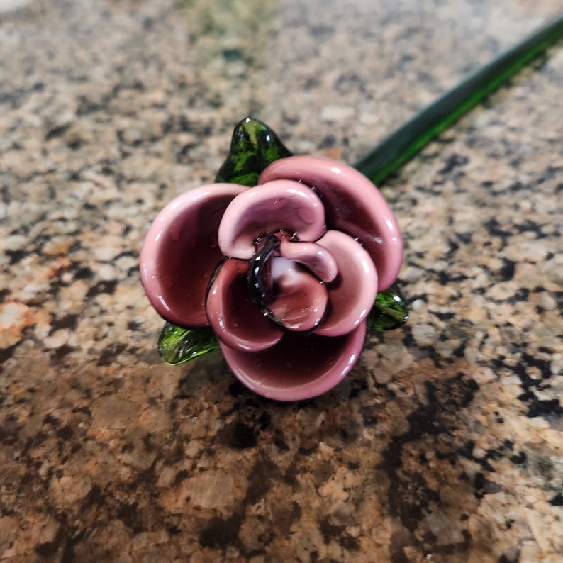 Murano Hand Blown Glass Long Stem Rose - Etsy