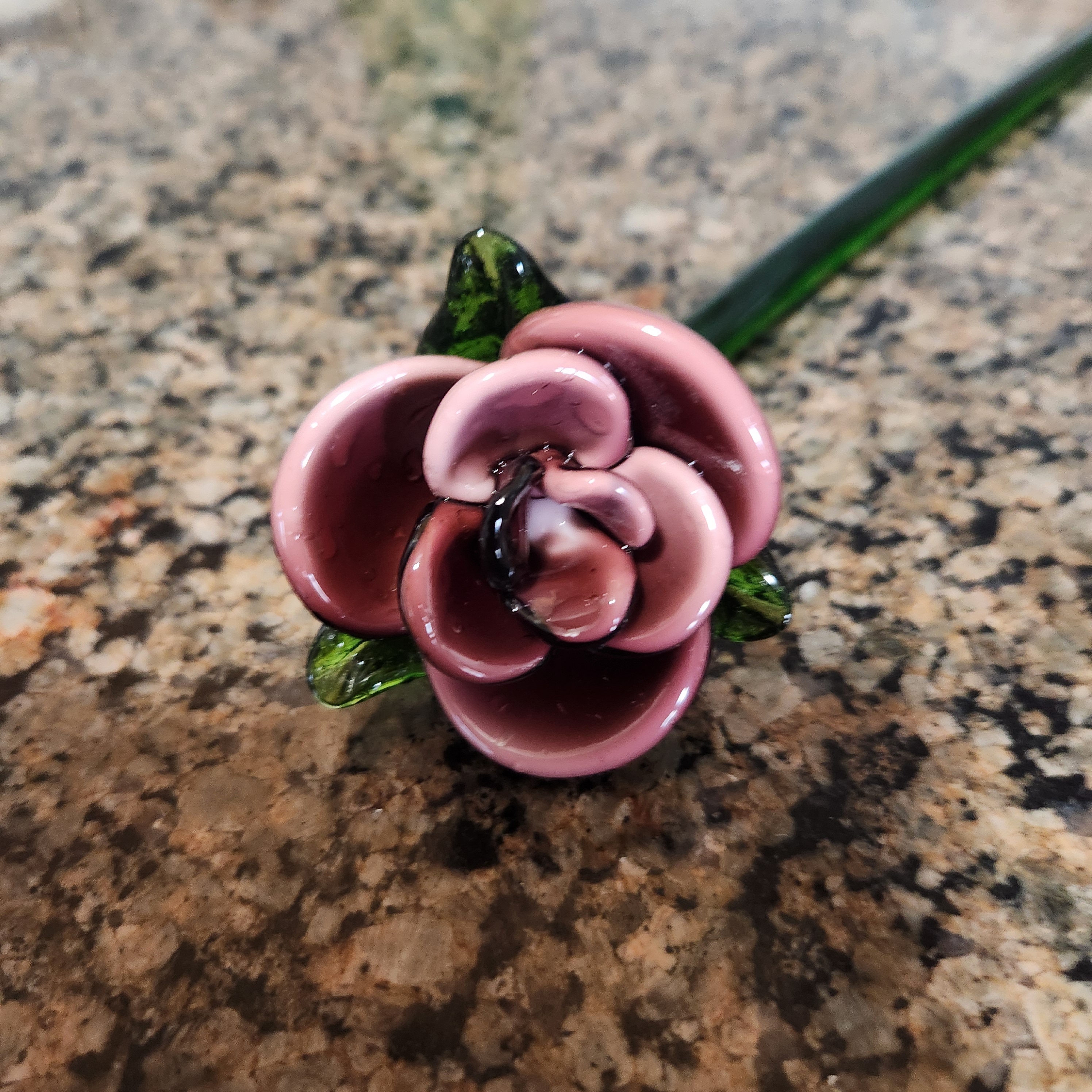 Murano Hand Blown Glass Long Stem Rose - Etsy