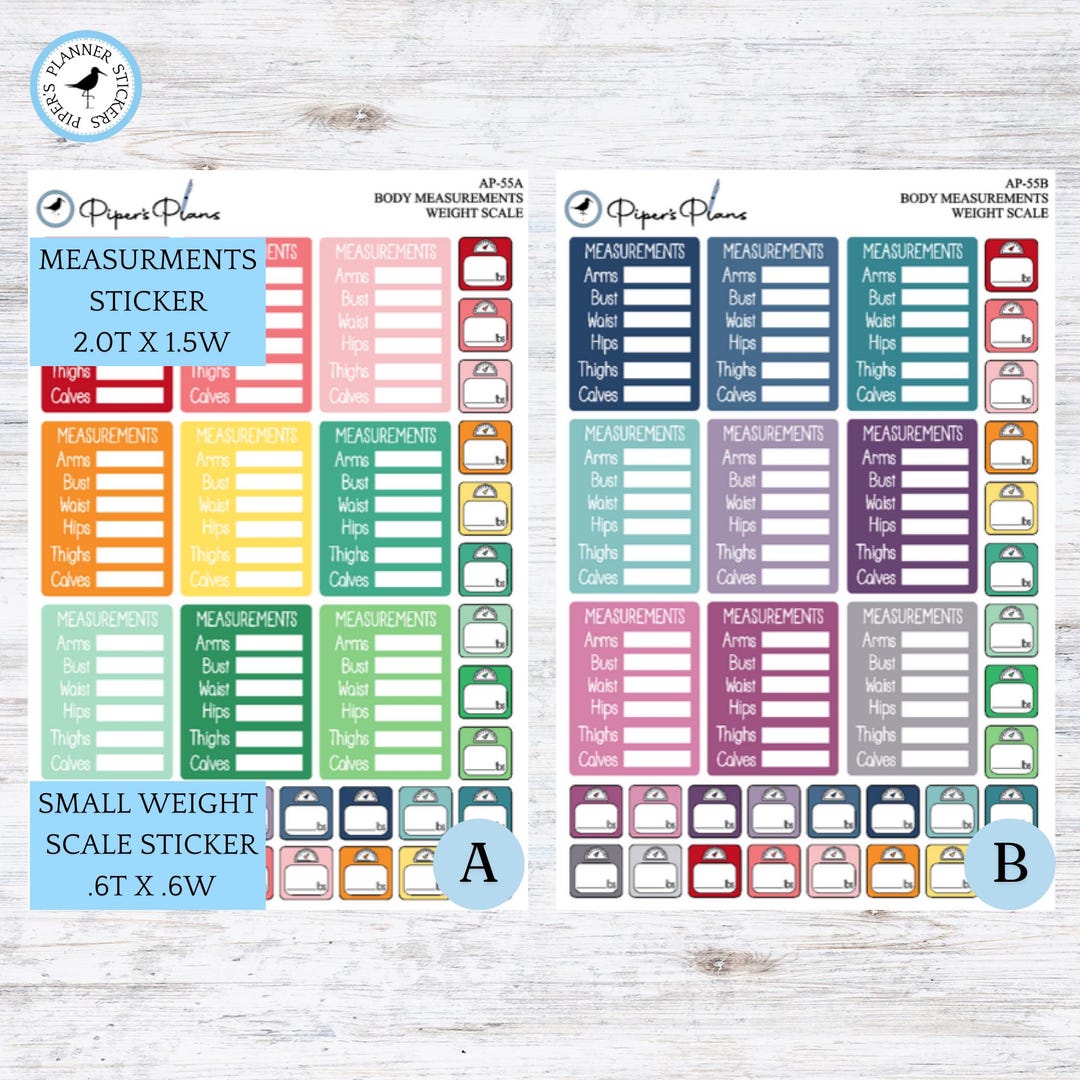 AP-55 || Body Measurements Sticker & Small Weight Scale Stickers - Etsy